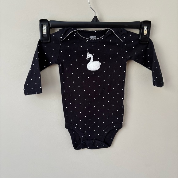 Carter's | One Pieces | Carters Black Polka Dot Baby Onesie With Swan ...
